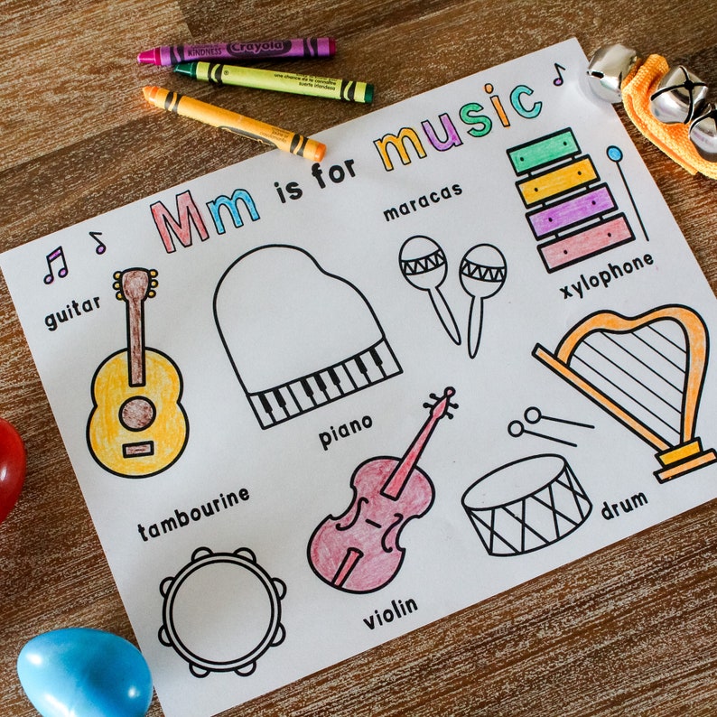 Music Colouring Activity and Flashcards, Guess the Instrument Colouring ...
