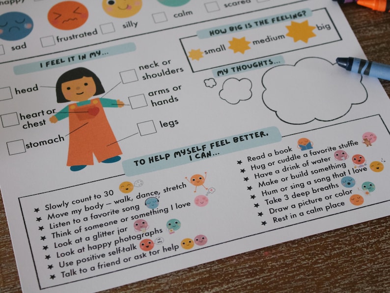 Feelings Check-in Printable for Kids, Self Regulation, Emotional ...