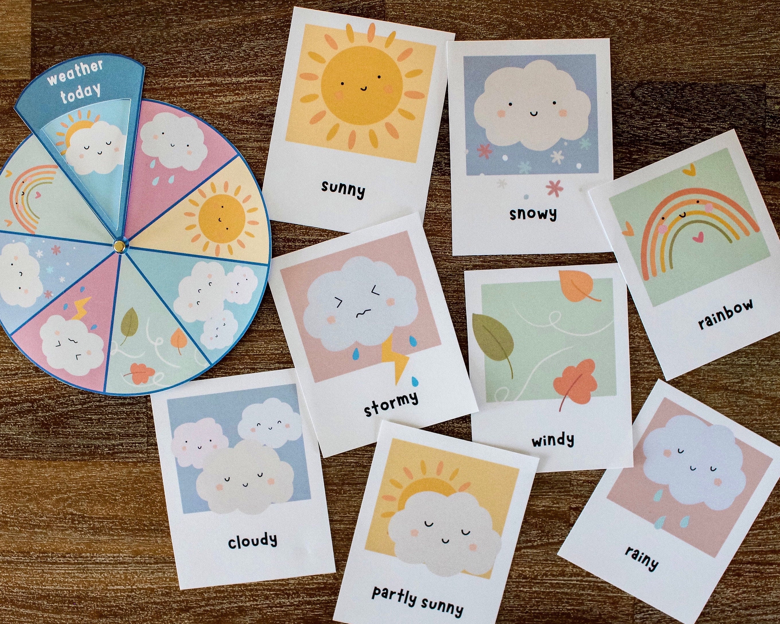 Weather Wheel and Weather Flashcards, Weather Preschool Printables ...