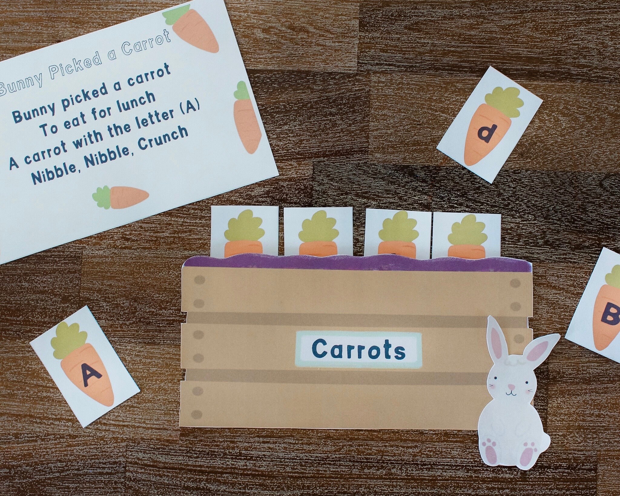 Bunny and Carrot Alphabet Activity, Spring Garden Printable, Bunny ...