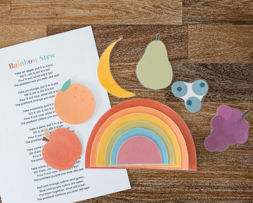 Rainbow Stew Song Activity, Rainbow Preschool Printables, Fruit ...