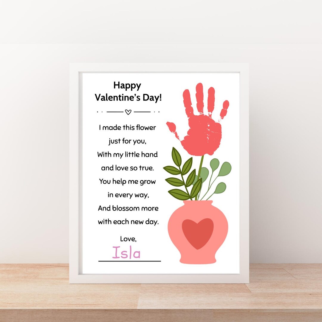 Valentine’s Day Handprint Flower Art and Poem, Preschool Valentine’s ...
