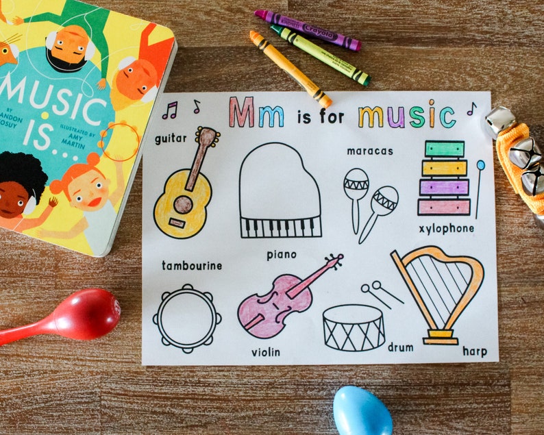 Music Colouring Activity and Flashcards, Guess the Instrument Colouring ...