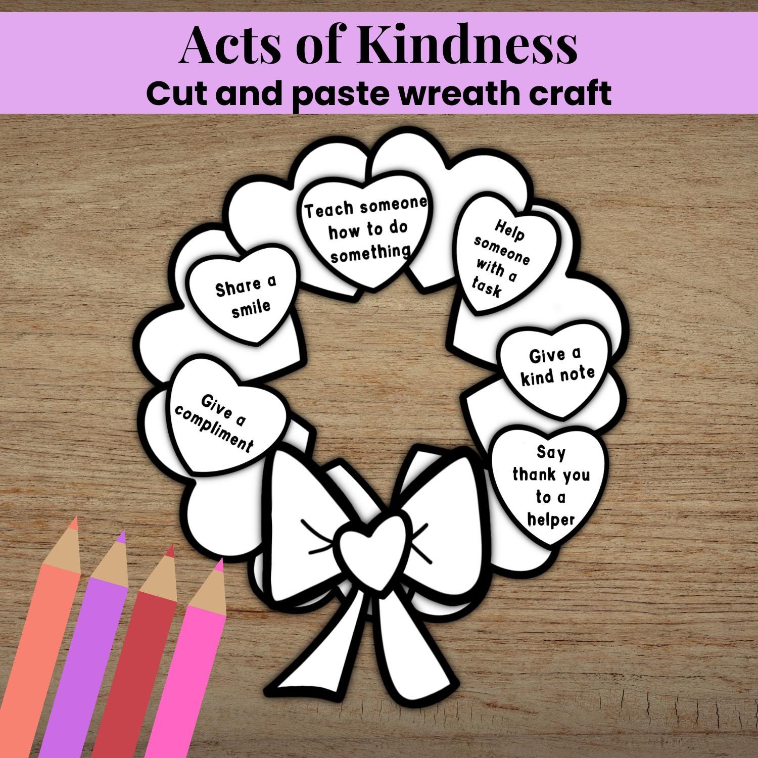 Kindness Heart Valentine Wreath Craft, February Acts of Kindness ...