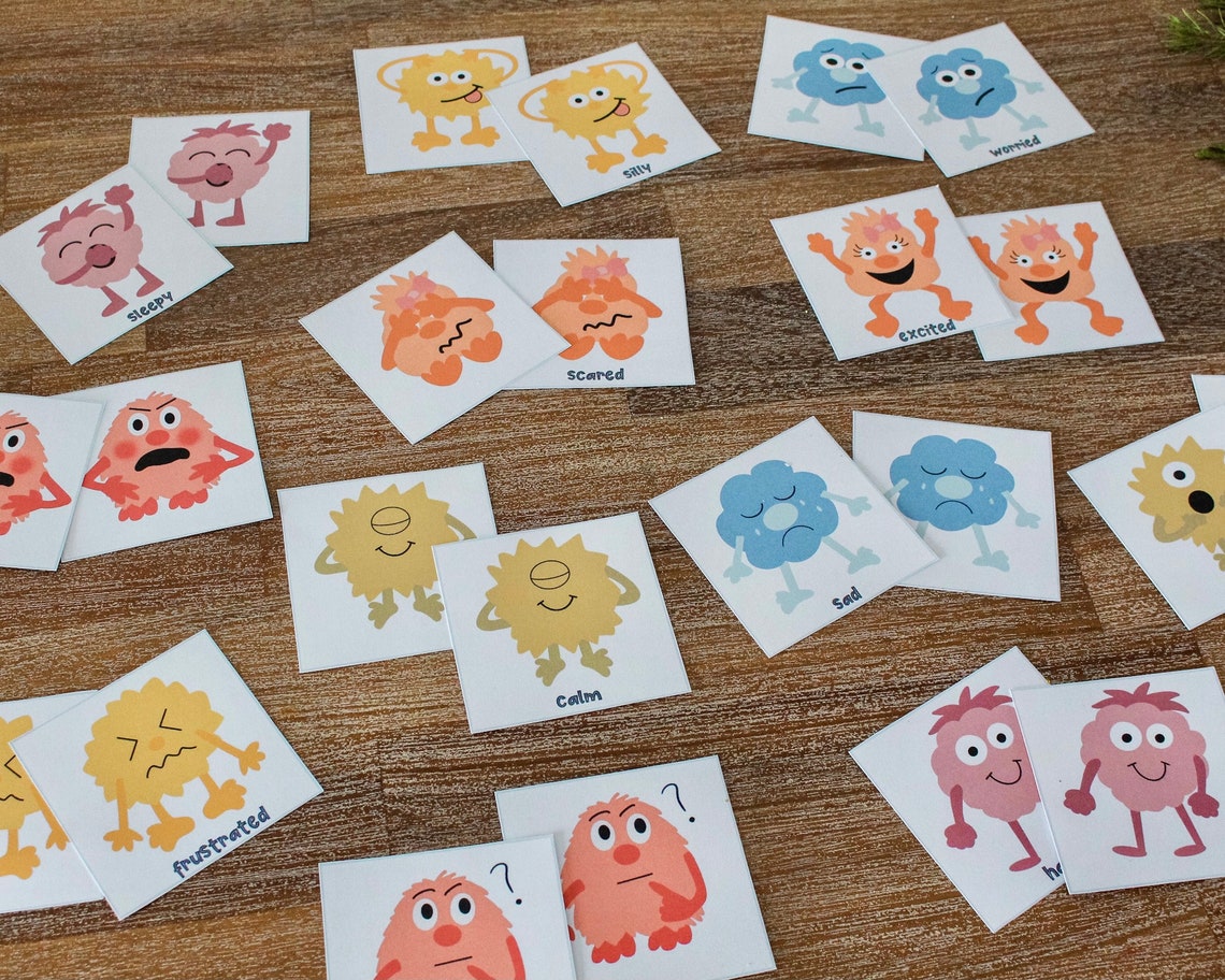 Monster Emotion Memory Game, Emotion Activities for Preschoolers and ...