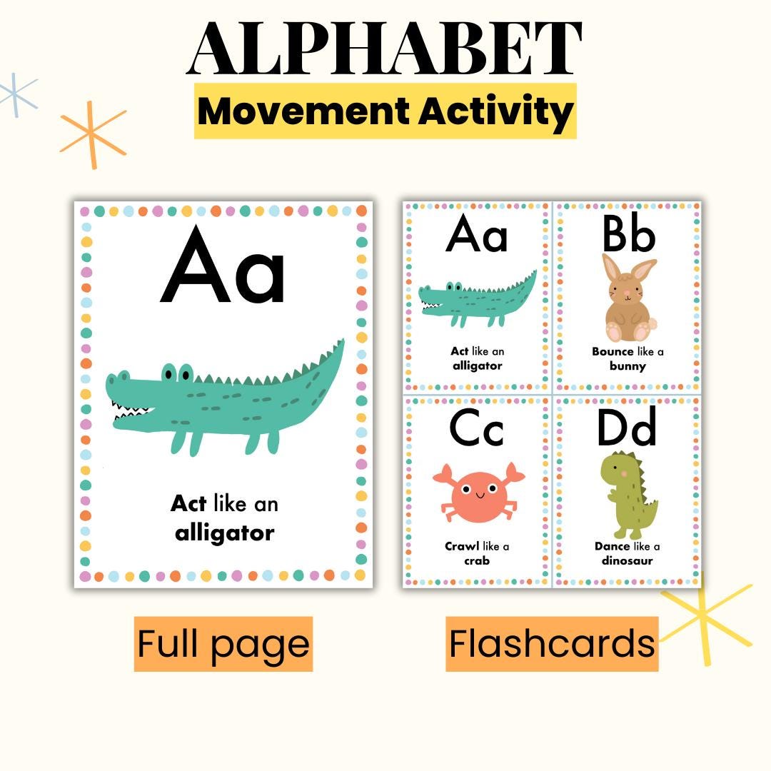 Alphabet Flashcards, ABC Movement Cards, Alphabet Letters of the Week ...