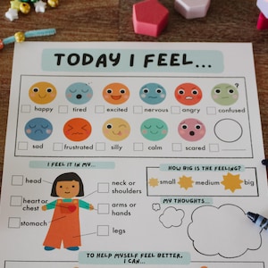 Feelings Check-in Printable for Kids, Self Regulation, Emotional ...