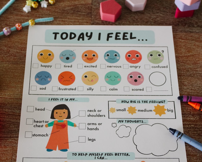 Feelings Check-in Printable for Kids, Self Regulation, Emotional ...
