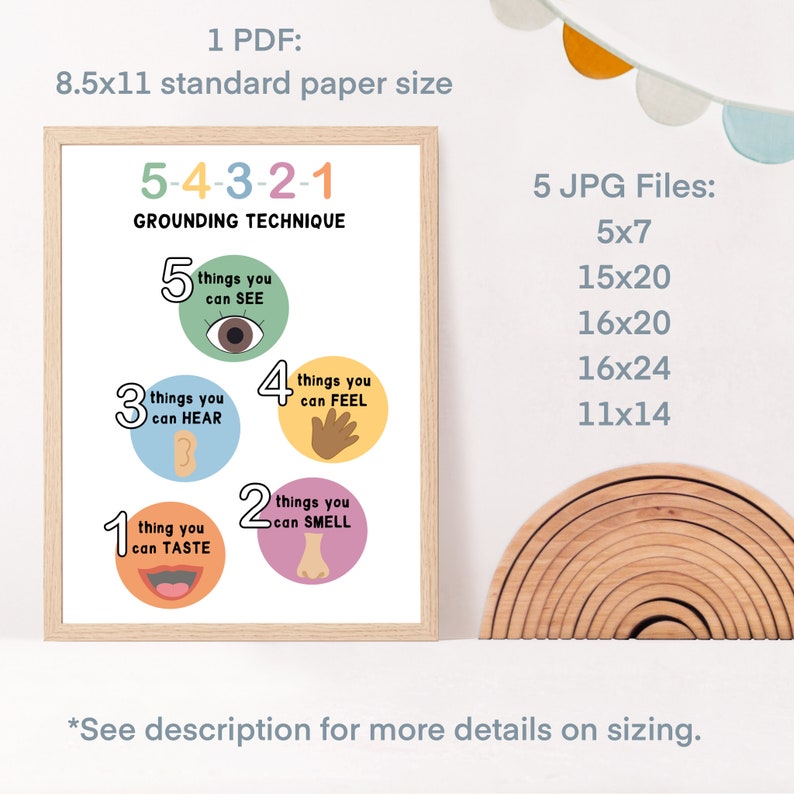 54321 Grounding Technique Print, 5 Senses Activity, Social Emotional, Mindfulness for Kids, Calm ...