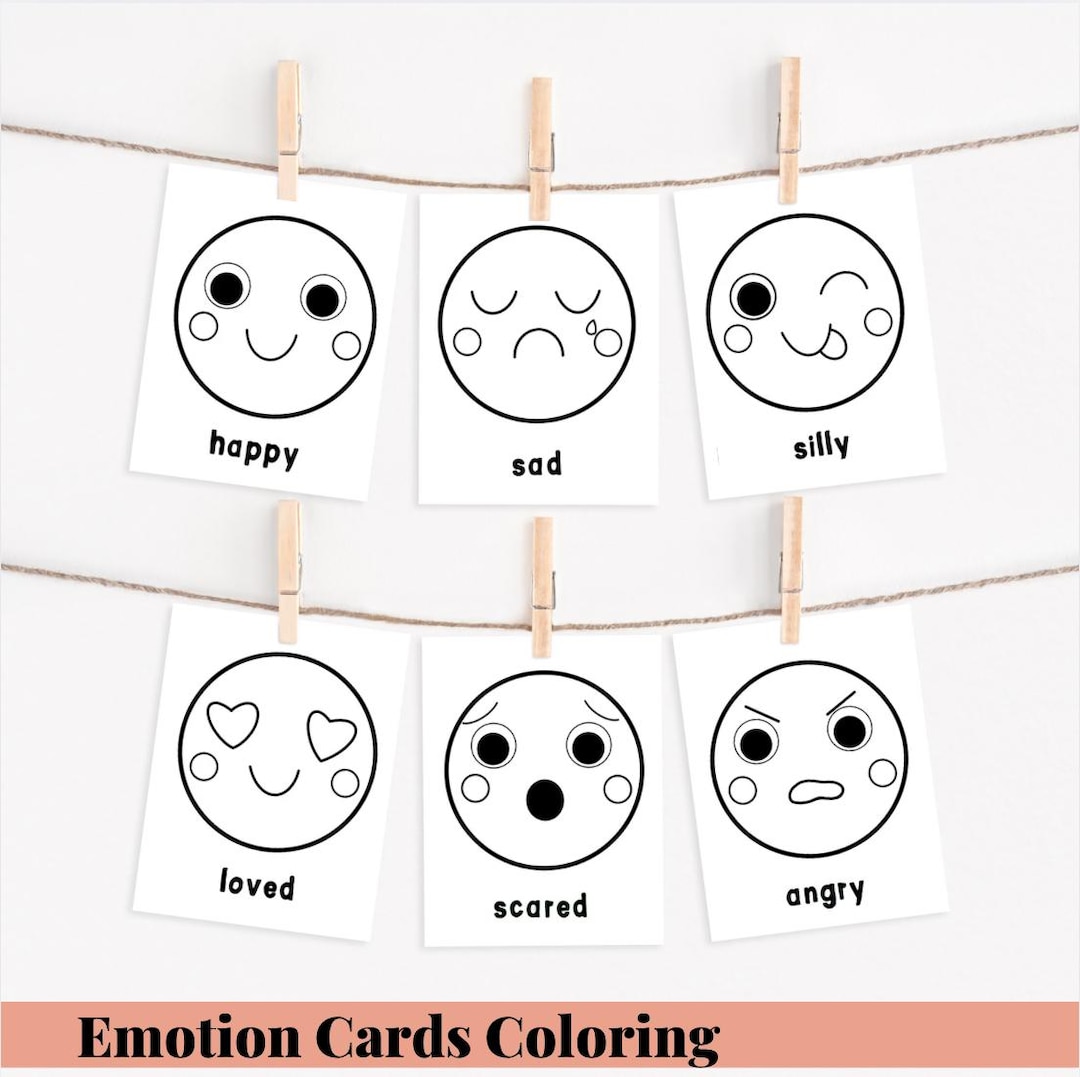 Black and White Emotion Face Flashcards, Emotion Preschool Printables ...