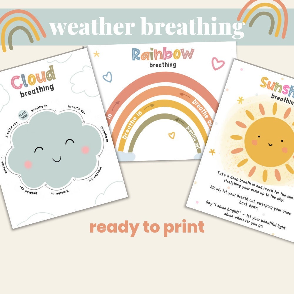 Weather Breathing Printables Rainbow Breathing Calming - Etsy