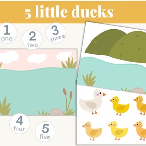 Five Little Ducks Song Activity, Pond Preschool Printables, Circle Time ...