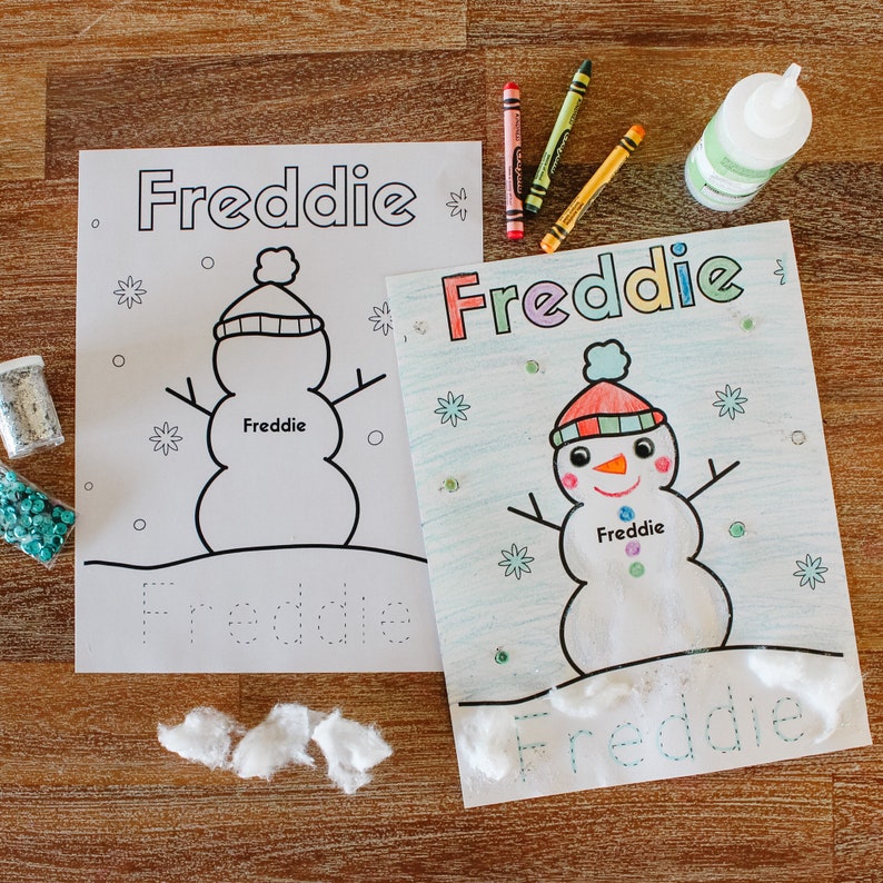 Personalized Snowman Name Colouring Page, Winter Preschool Printable ...