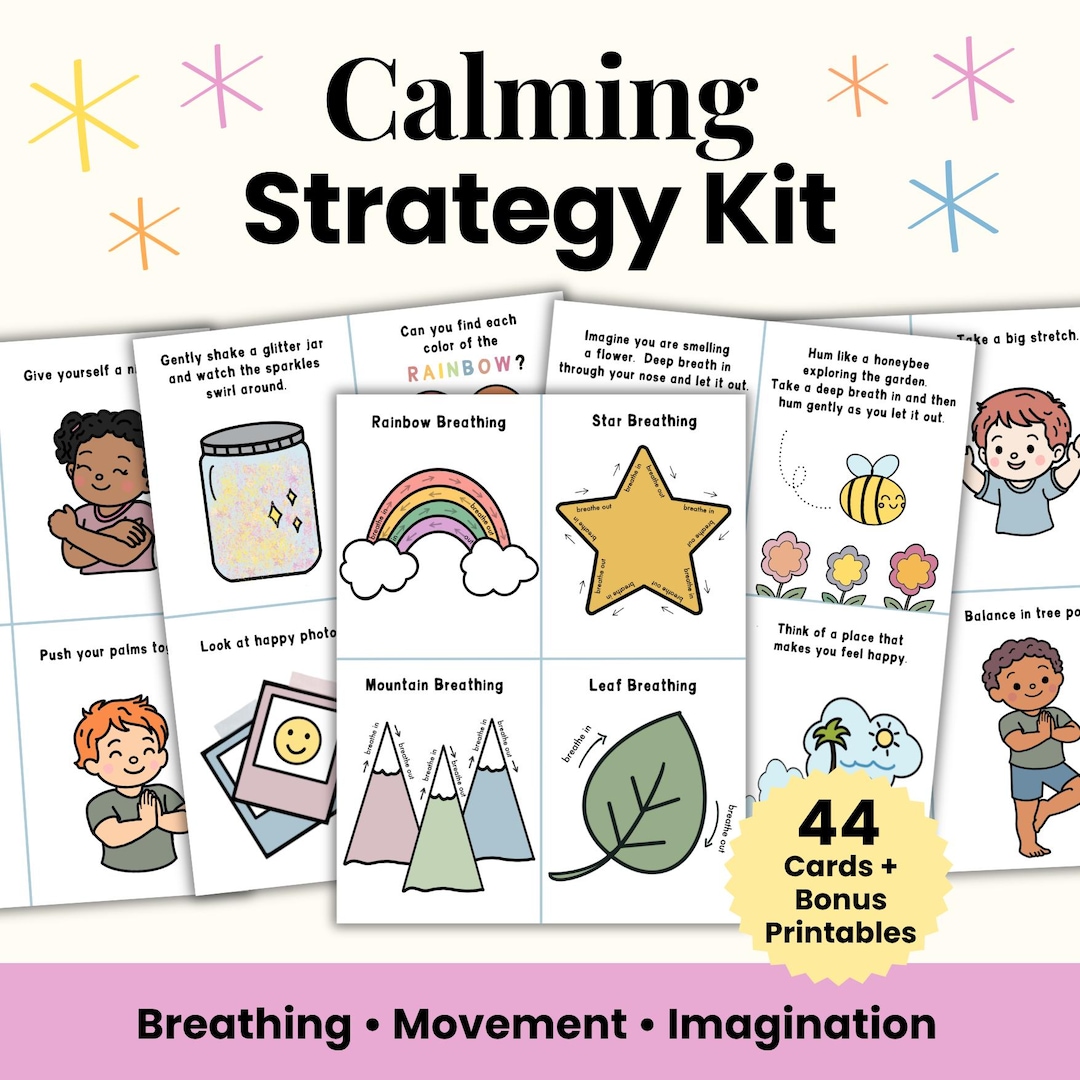 Calming Strategy Cards for Kids, Emotional Regulation, Calm Down Corner ...