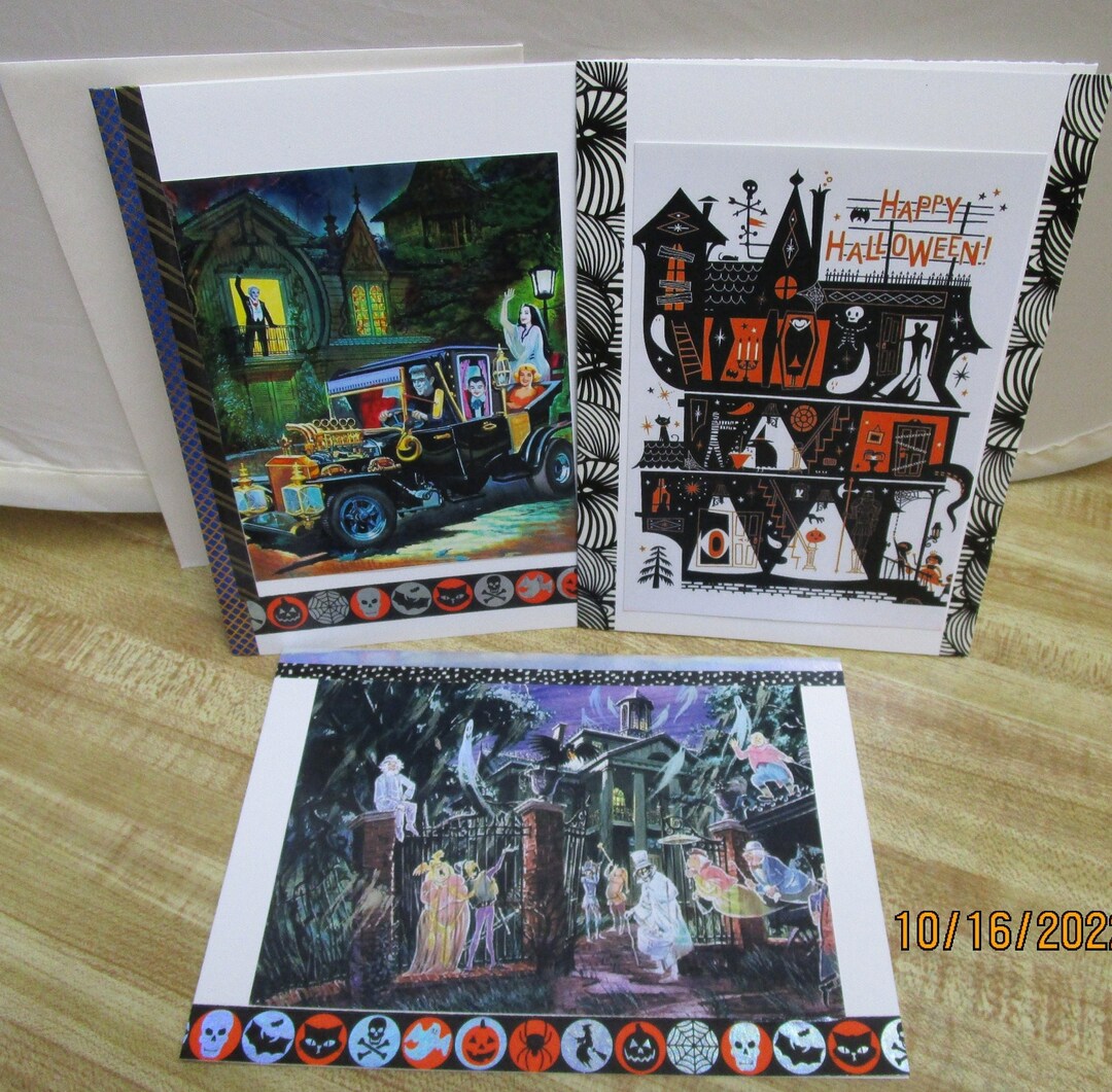 Handmade Halloween Cards. Addams Family Theme. Lot of 3 - Etsy
