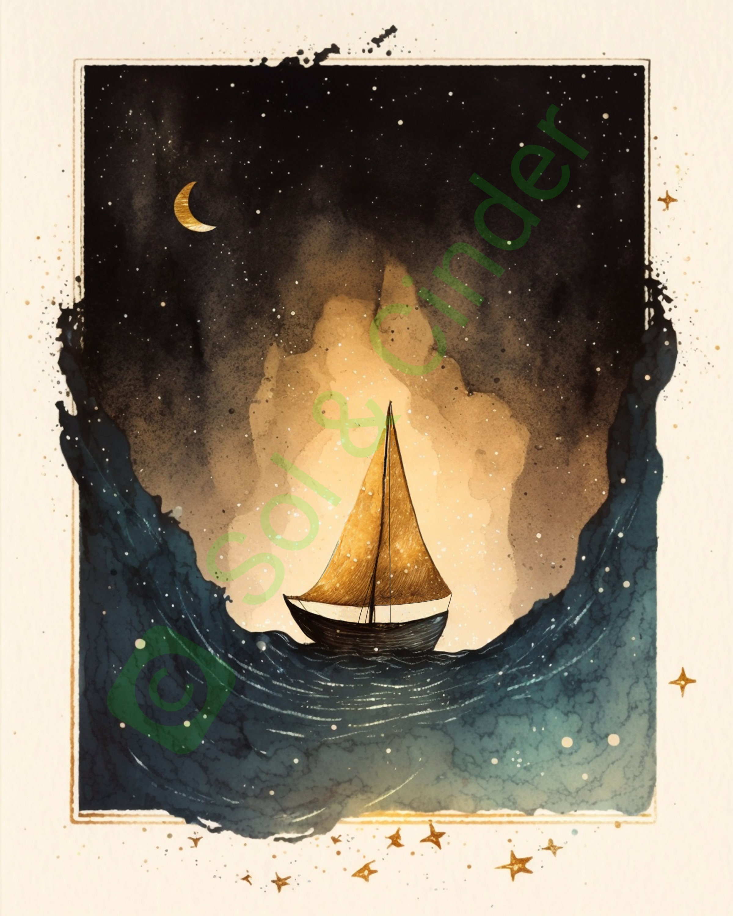 Winkin Blinkin and Nod, Watercolor Art Print, 8x10, Surrealism ...