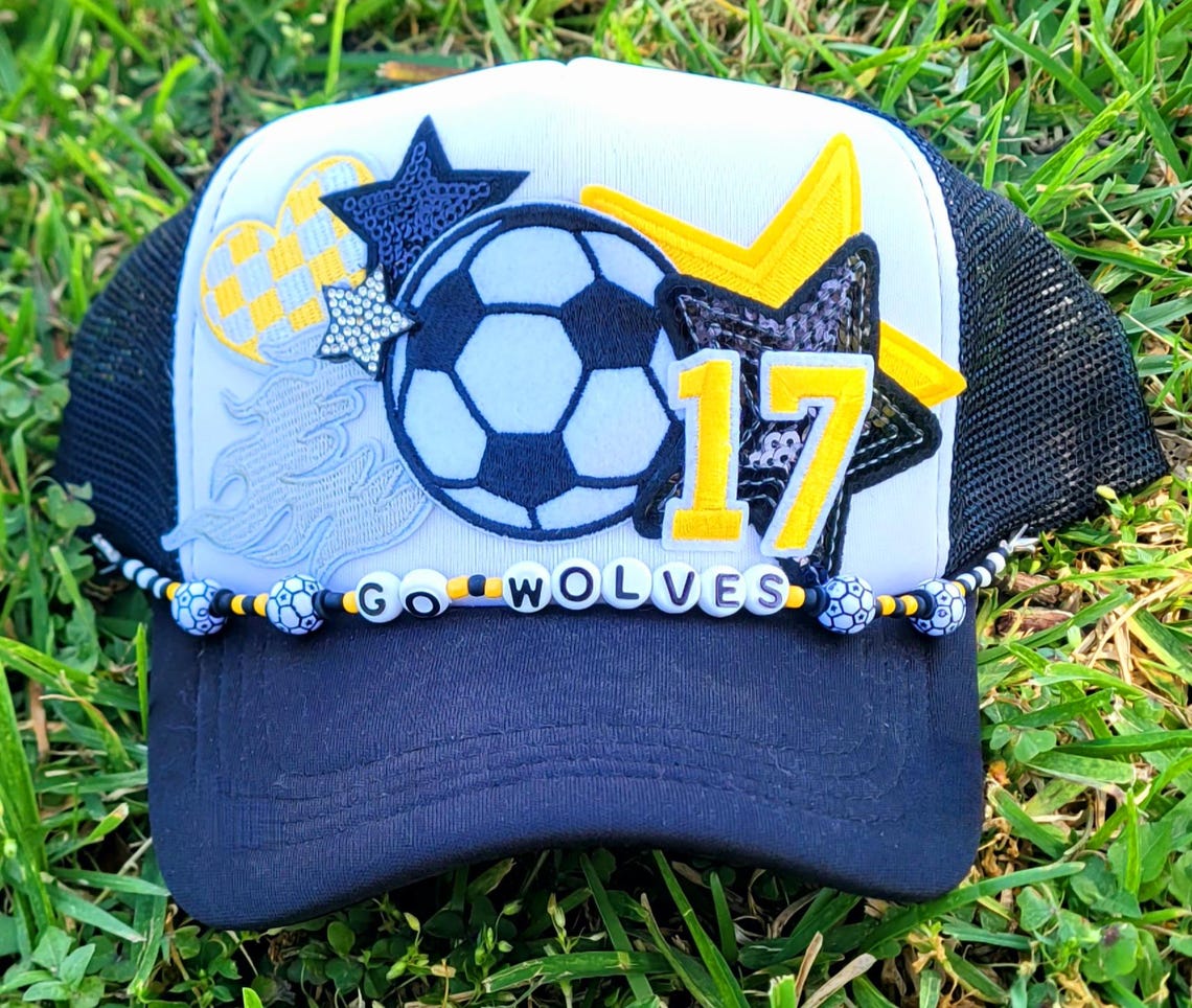 Soccer Trucker Hat, Custom Patches, Game Day Ready, Baseball, Softball, Soccer, Football, Golf ...
