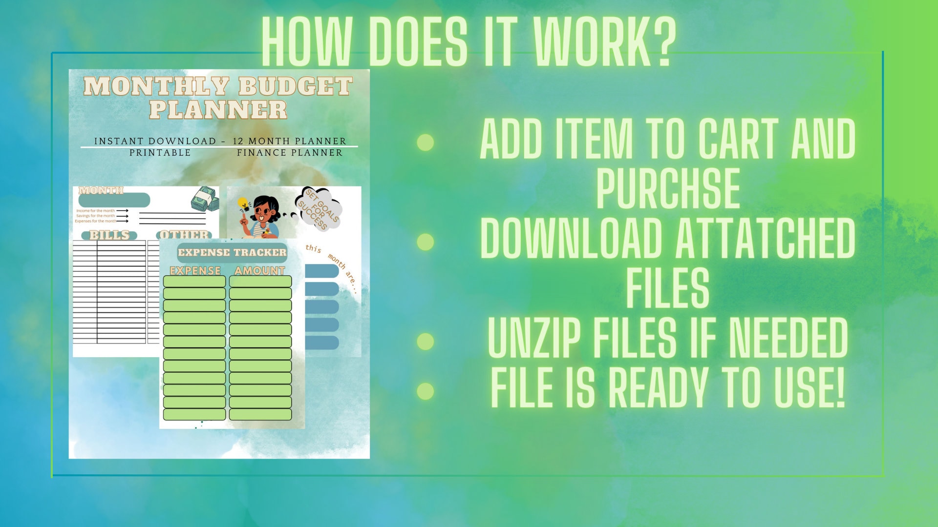 Monthly Budget Planner | Printable | Finance Tracker | Finance Planner ...