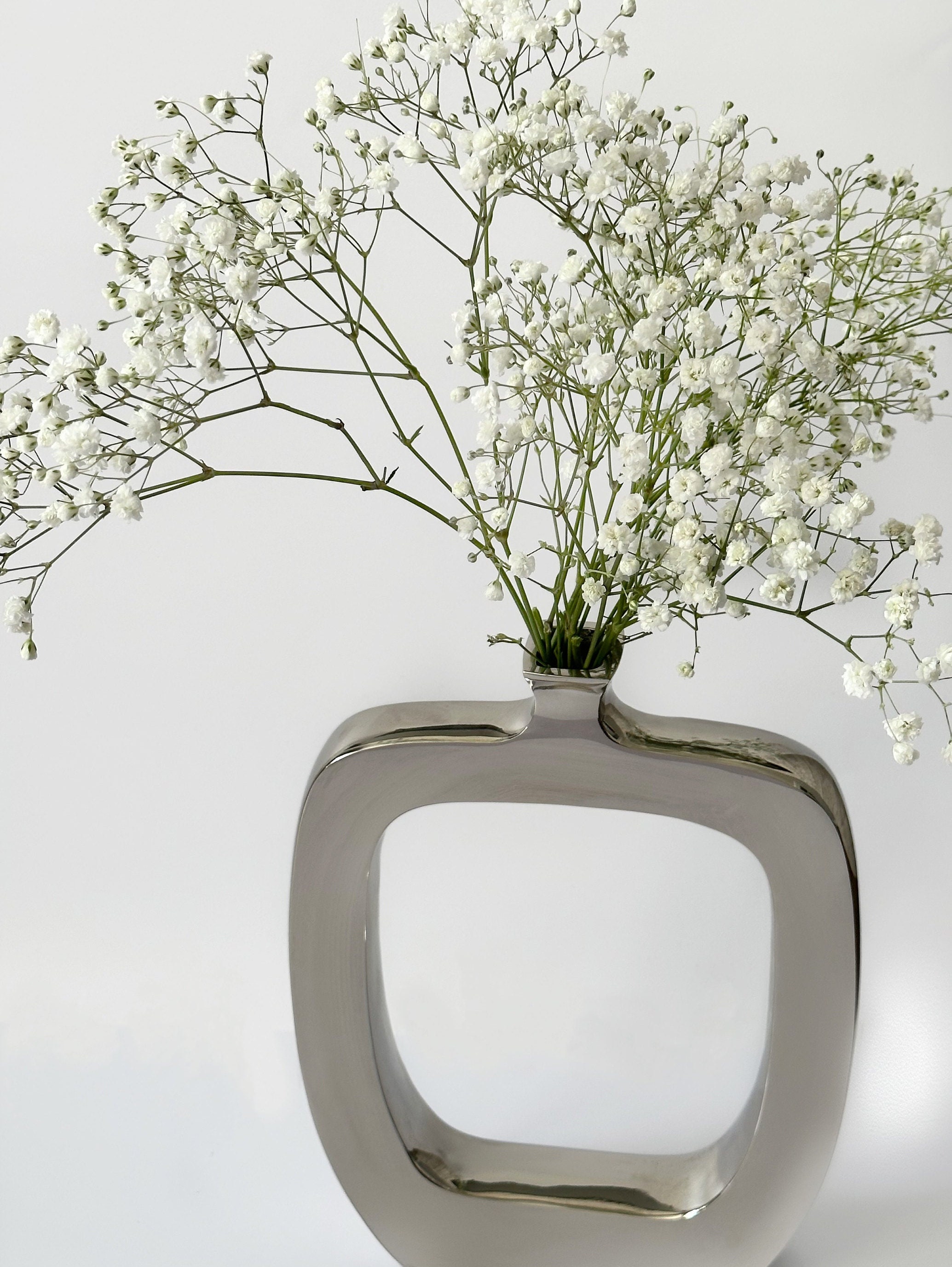 Silver Ceramic Modern Vase| Silver Glam Vase| Minimalist Ceramic Vase ...