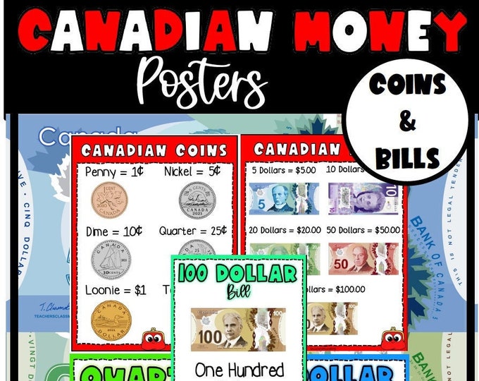 Canadian Money Posters Bills and Coins - Etsy