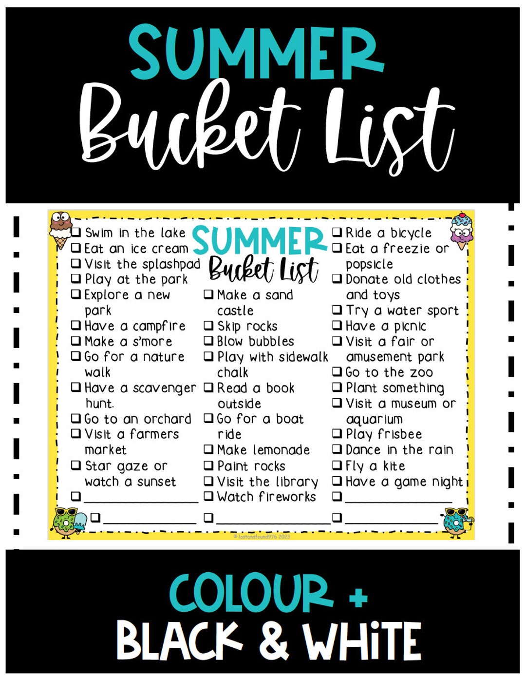 Children's Summer Bucket List - Etsy