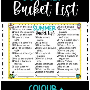 Children's Summer Bucket List - Etsy