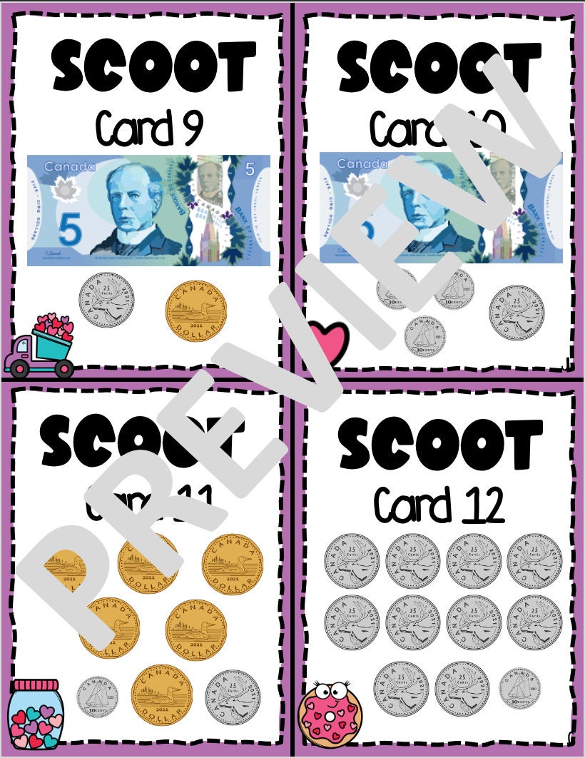 Valentine Scoot Canadian Money Math Game - Etsy