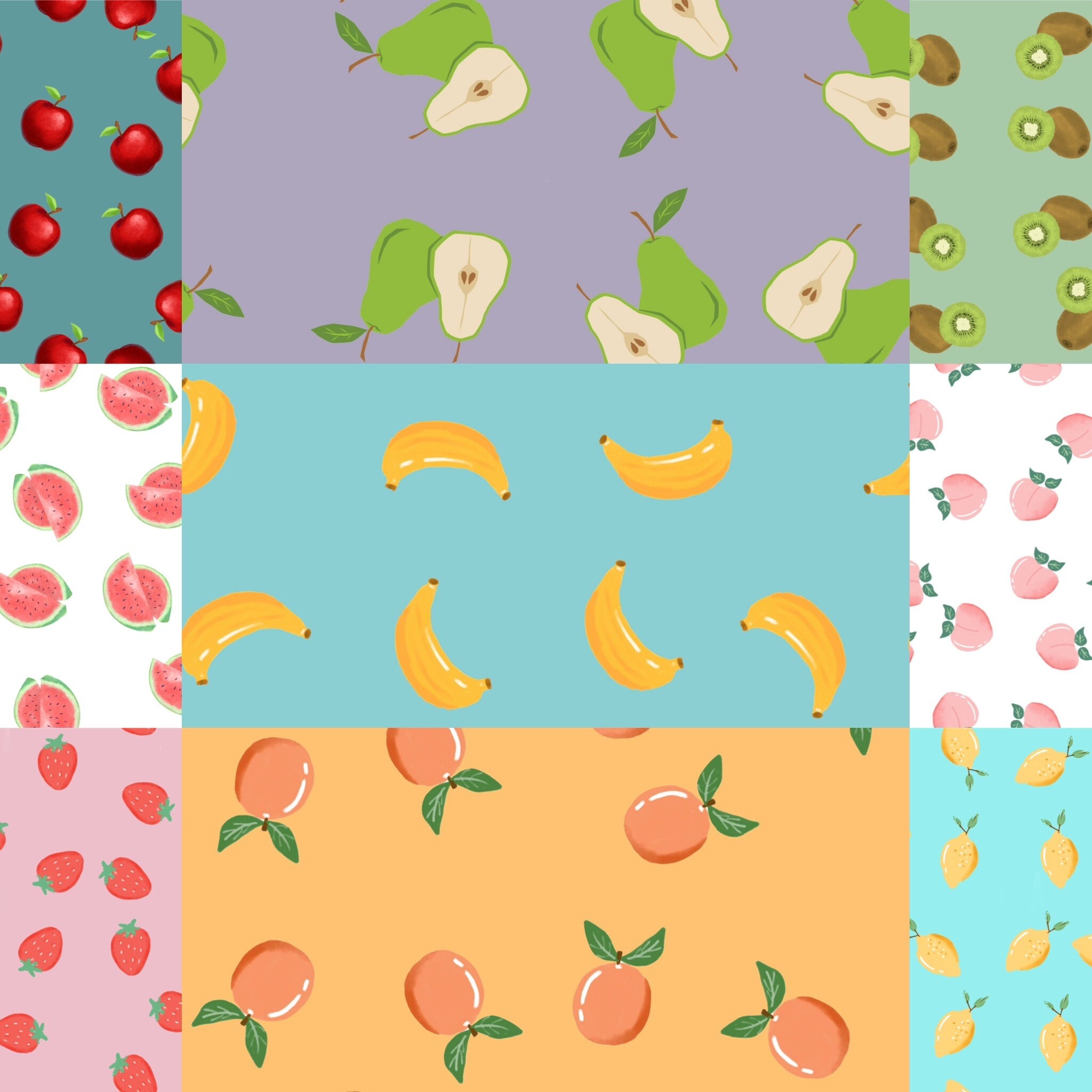 10 Seamless Digital Paper Fruit Pattern Digital Downlaoad - Etsy