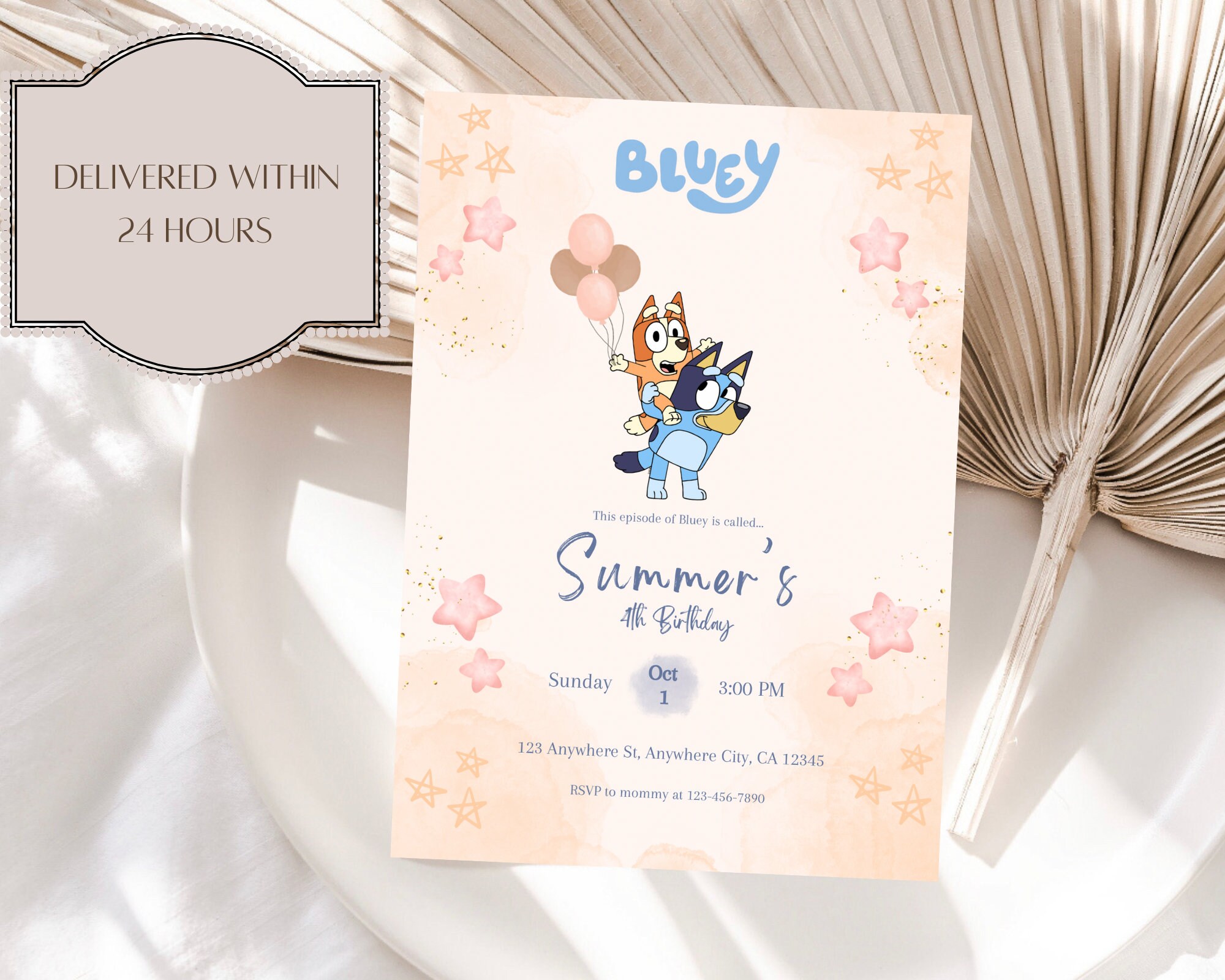 Invitación de cumpleaños de Bluey// Invitación de Bluey Girl - Etsy México