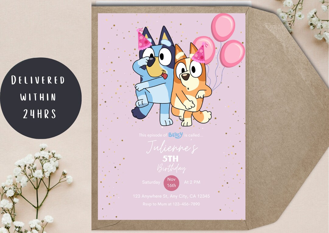 Bluey Birthday Invitation// Bluey Party Theme// Cute Bluey Invitation ...