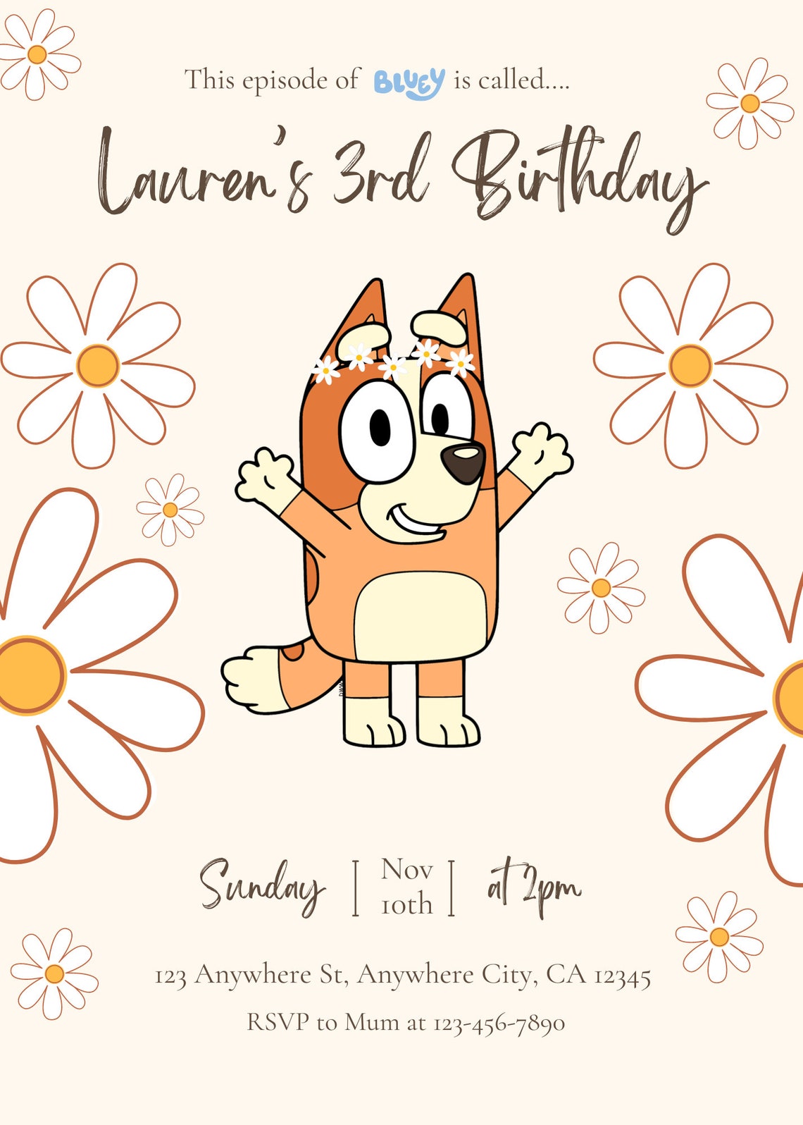 Invitación de cumpleaños de bingo// Cumpleaños de Bluey// Invitación de ...