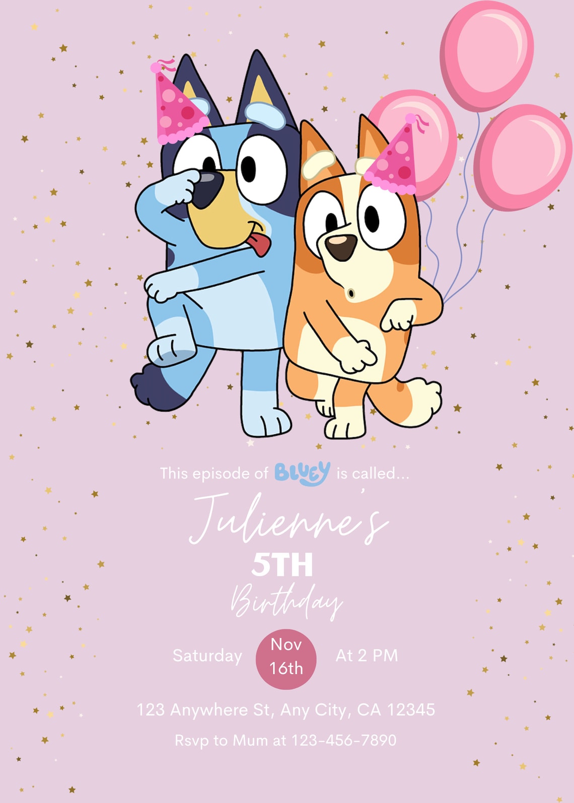 Bluey Birthday Invitation// Bluey Party Theme// Cute Bluey Invitation ...