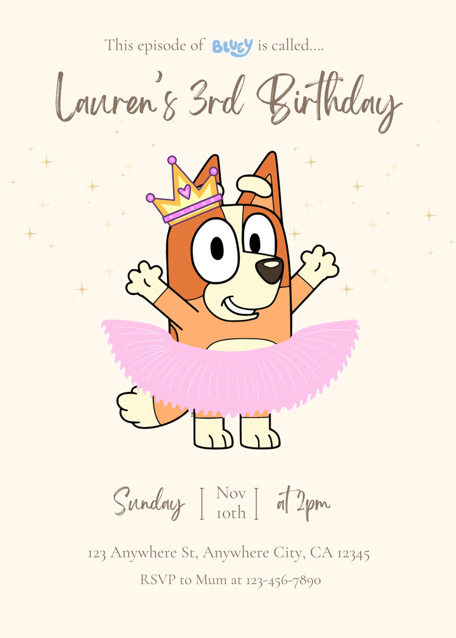 Bingo Birthday Invitation// Cute Bluey Birthday Invite// Bluey Birthday ...