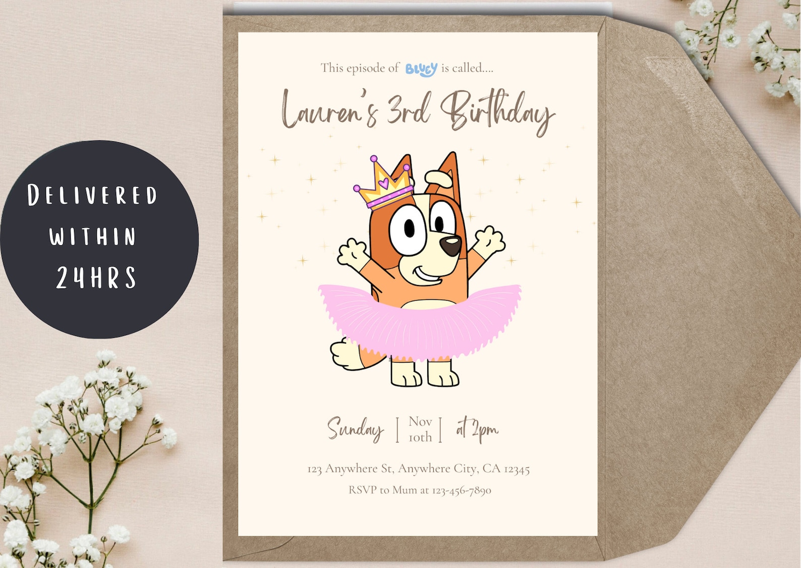 Bingo Birthday Invitation// Cute Bluey Birthday Invite// Bluey Birthday ...