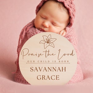 Christian Baby Announcement-custom Name Sign-wood Birth Announcement ...