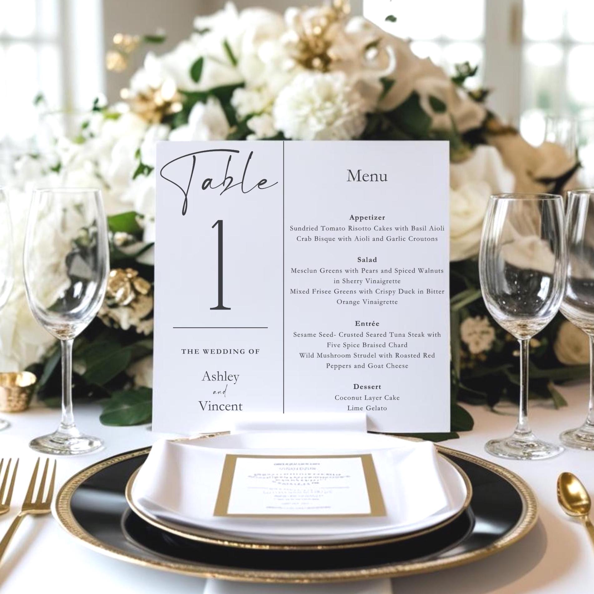 Table Number and Menu Sign Combo for Reception Tables Dual-purpose ...