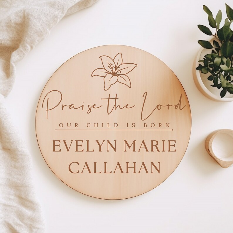 Christian Baby Announcement-custom Name Sign-wood Birth Announcement ...