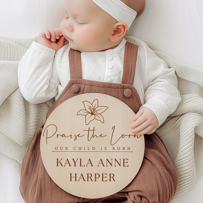 Christian Baby Announcement-custom Name Sign-wood Birth Announcement ...