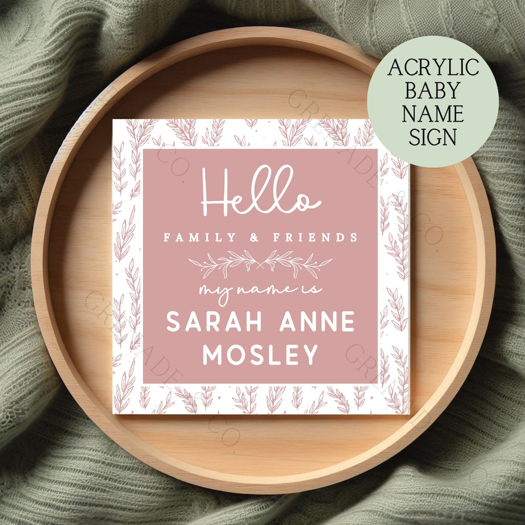 Newborn Baby Name Announcement Custom Name Acrylic Sign Hospital Birth ...