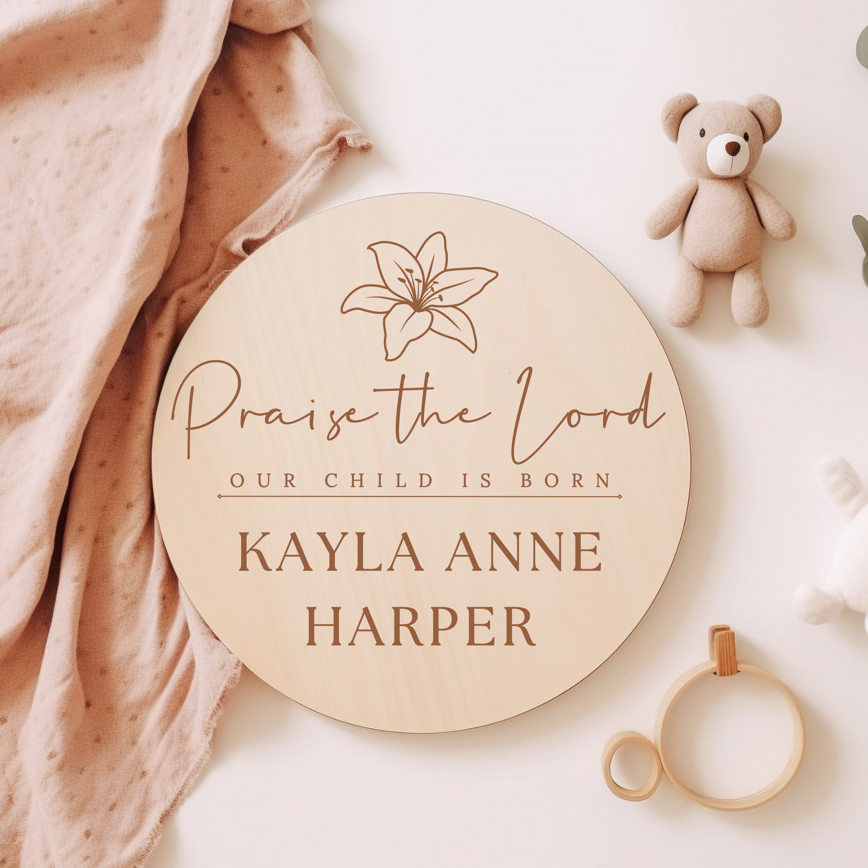 Christian Baby Announcement-custom Name Sign-wood Birth Announcement ...