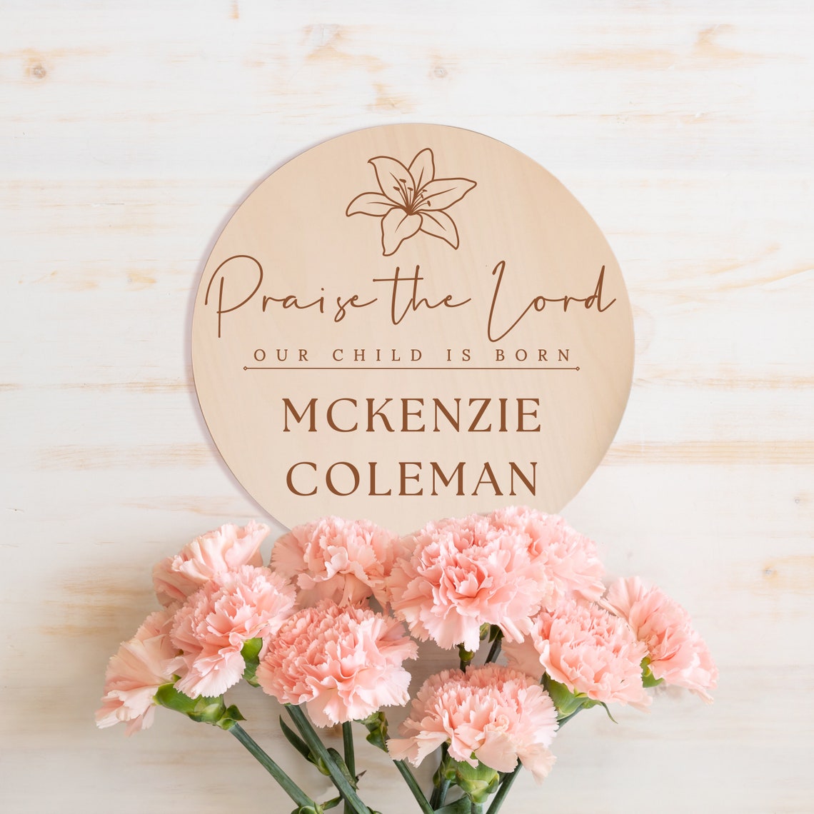 Christian Baby Announcement-custom Name Sign-wood Birth Announcement ...