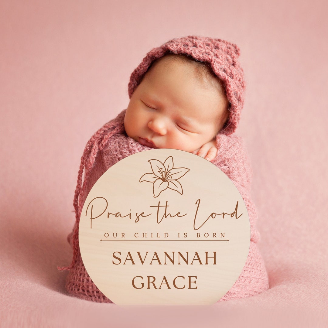 Christian Baby Announcement-custom Name Sign-wood Birth Announcement ...