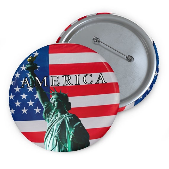 American Flag/statue of Liberty/custom Pin Buttons - Etsy