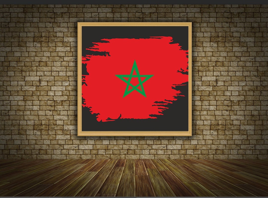Drapeau du Maroc svg drapeau du Maroc en détresse svg dxf - Etsy México