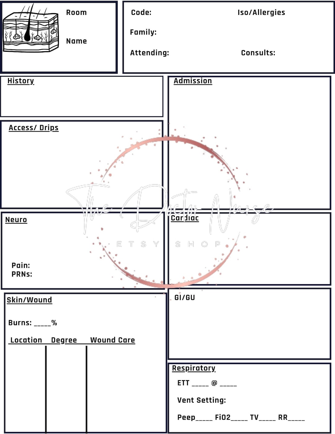 Burn ICU Report Sheet - Etsy