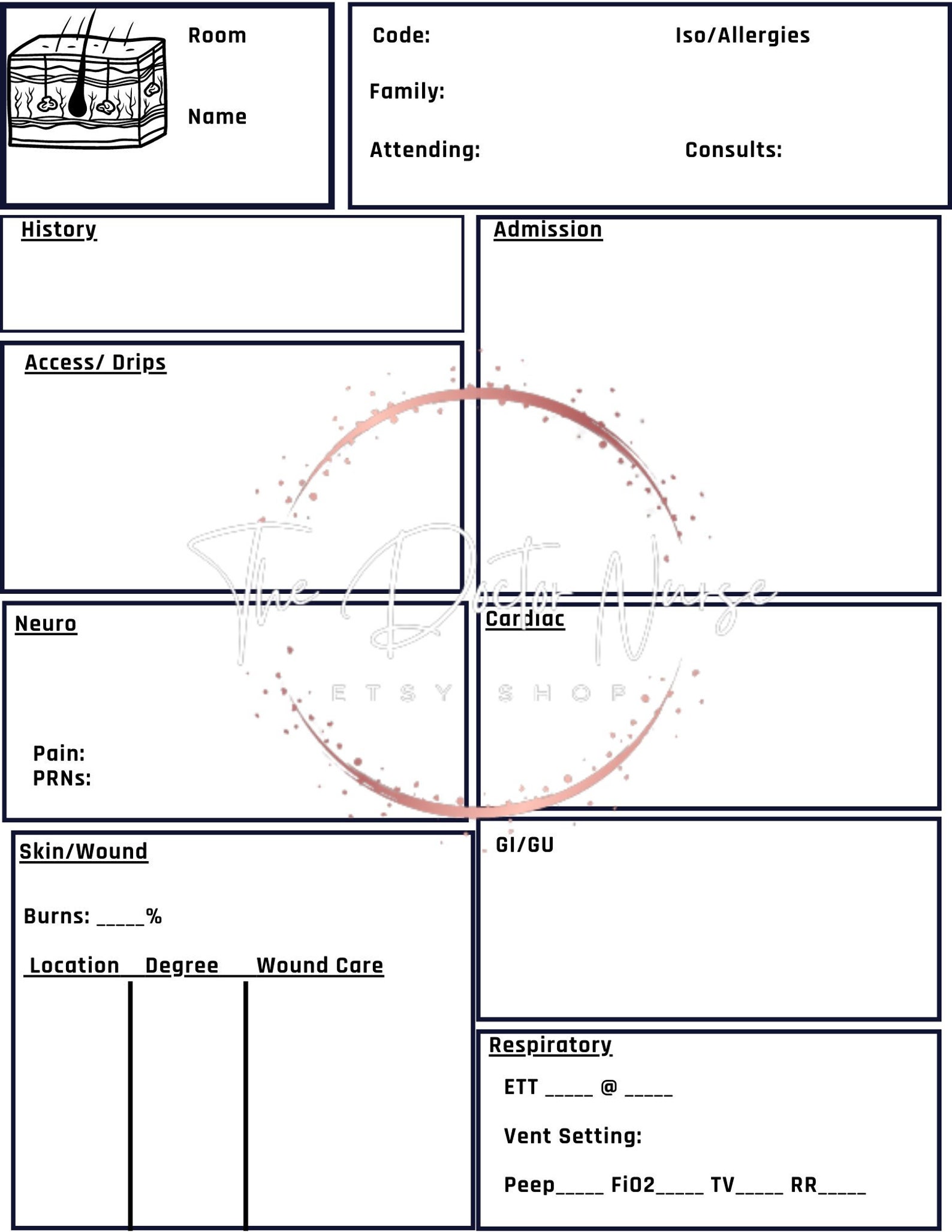 Burn ICU Report Sheet - Etsy