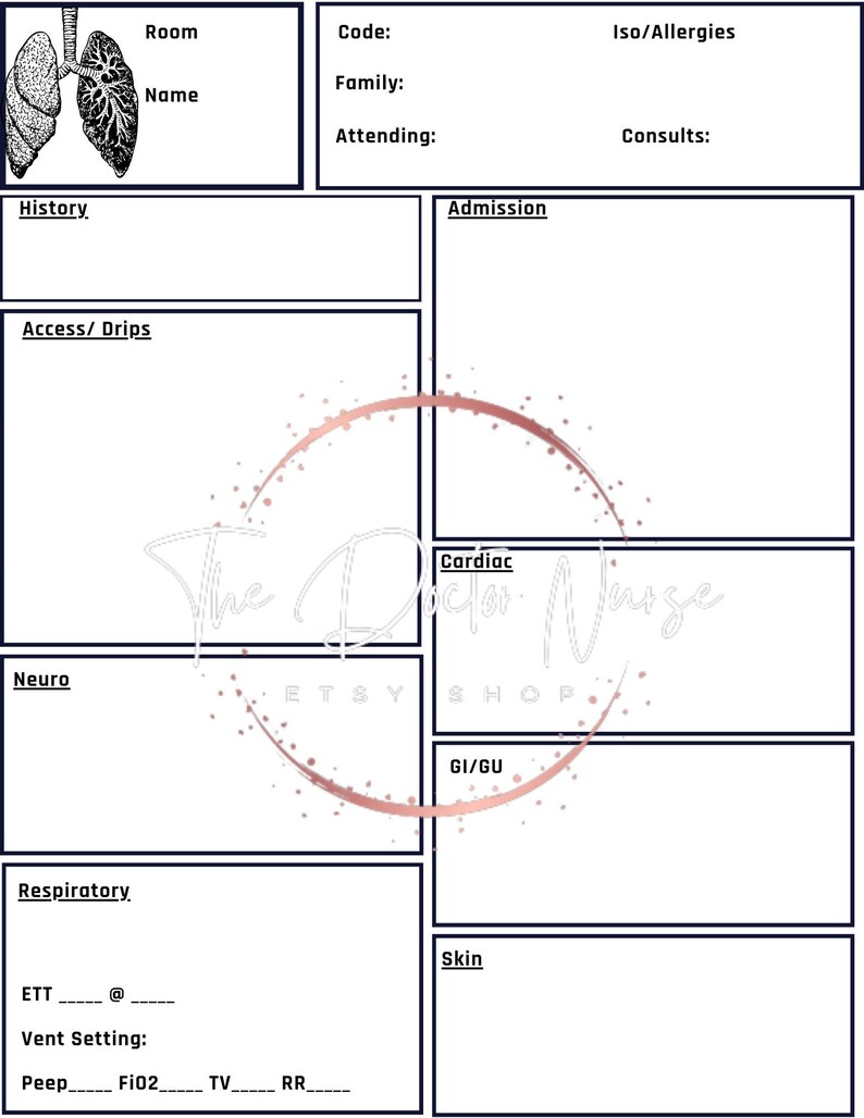 ICU Report Sheet Bundle - Etsy