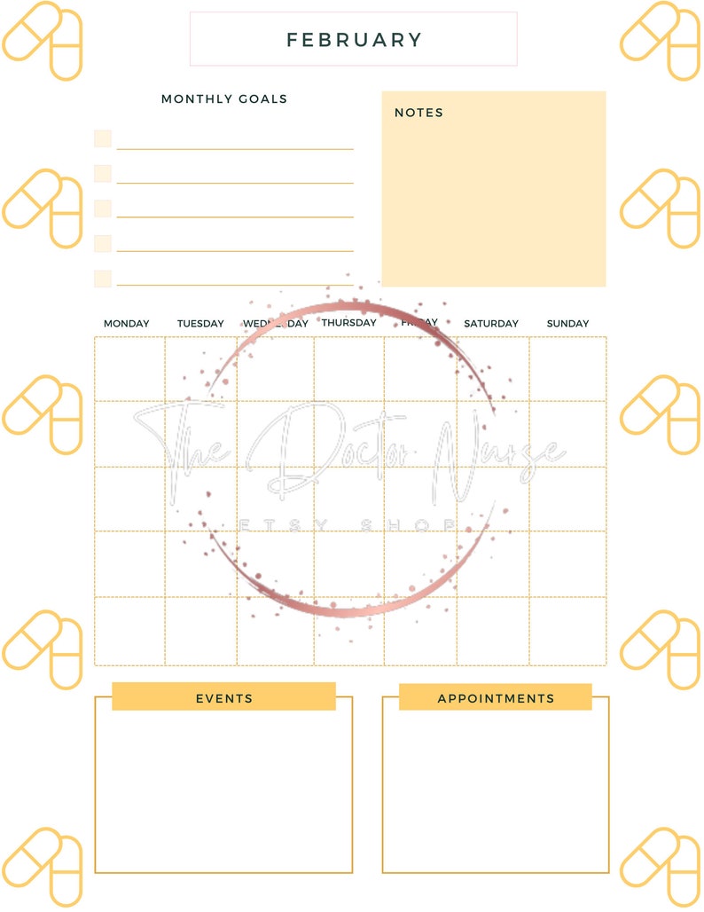 Yearly Calendar for Nurses and Nursing Students - Etsy
