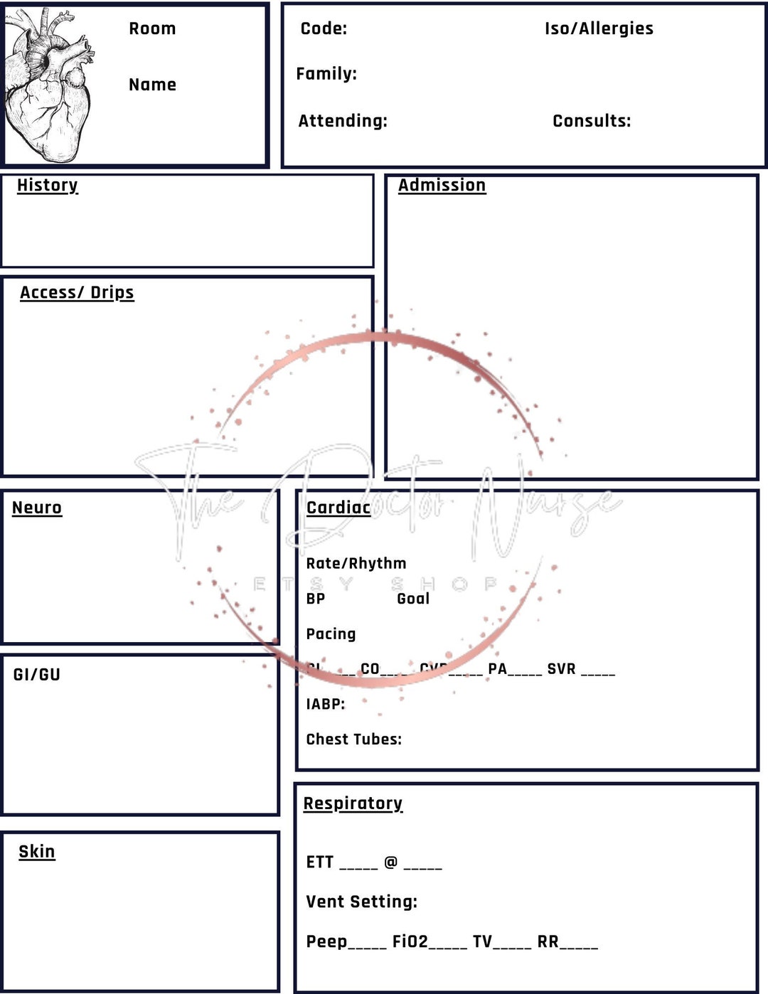CVICU Report Sheet - Etsy