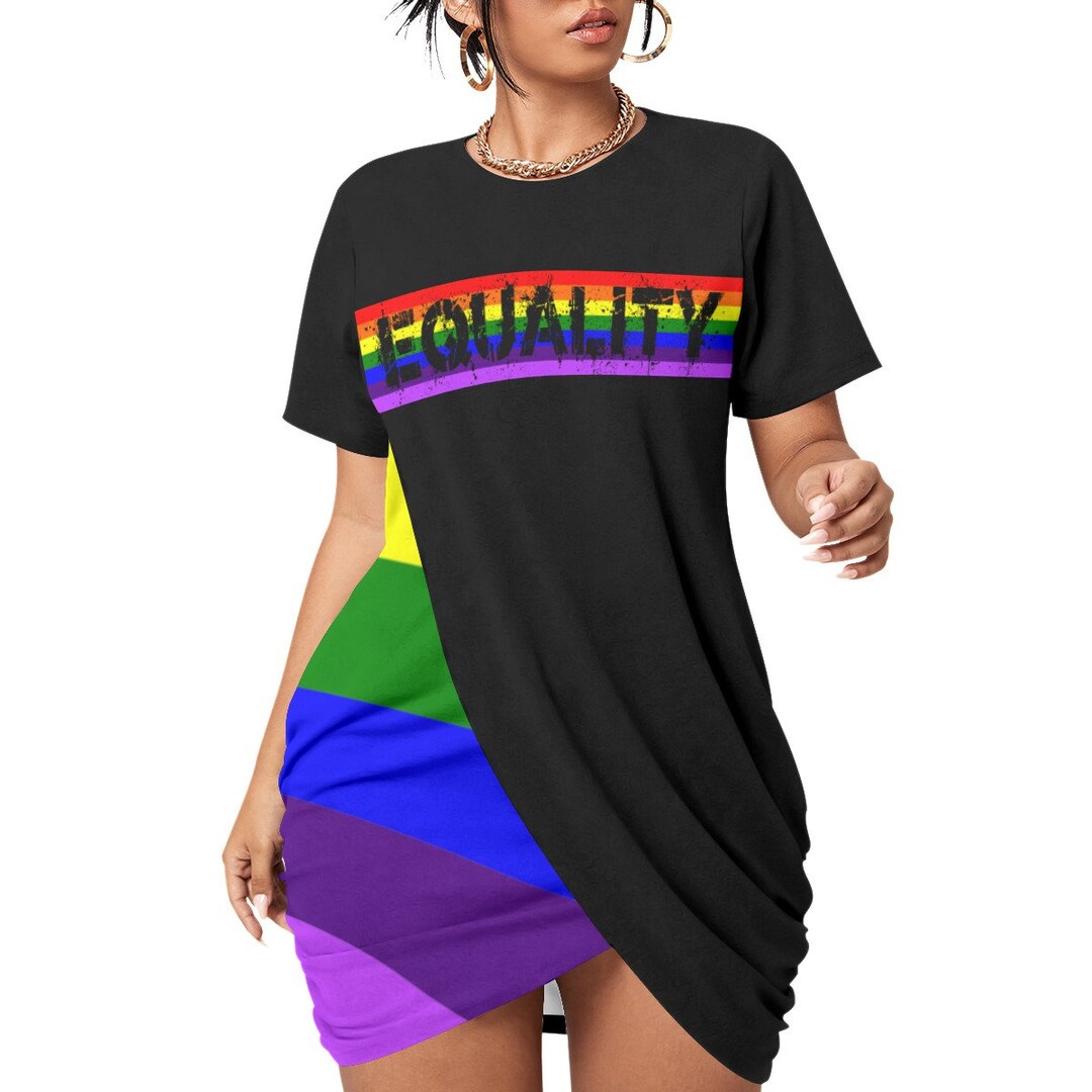 Pride Equality Stacked Hem Dress With Short Sleeveplus Size - Etsy